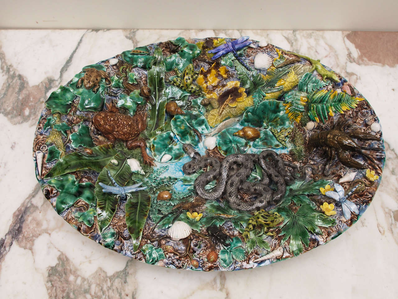 Palissy Style Platter, 20th Century For Sale at 1stDibs