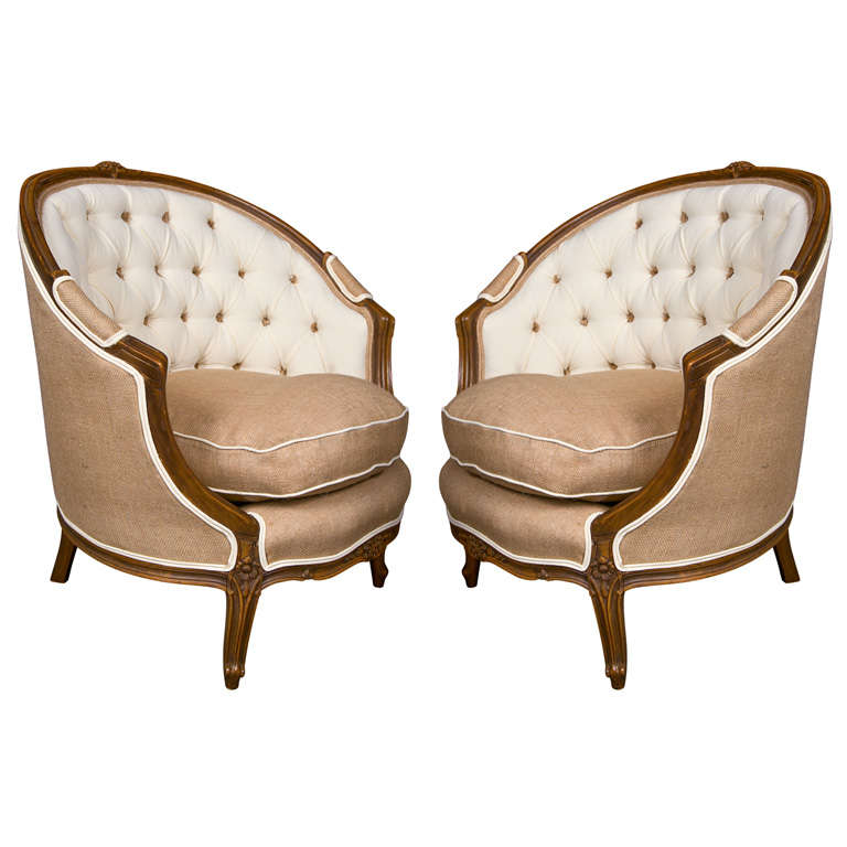 Pair of French Louis XIV Style Walnut Bergere Chairs at 1stDibs ...