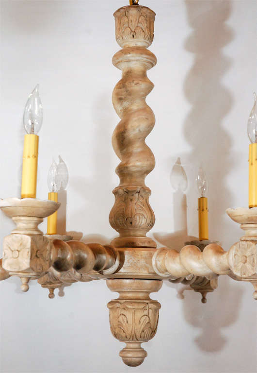 Carved Light Fixture in Limed Oak For Sale at 1stDibs