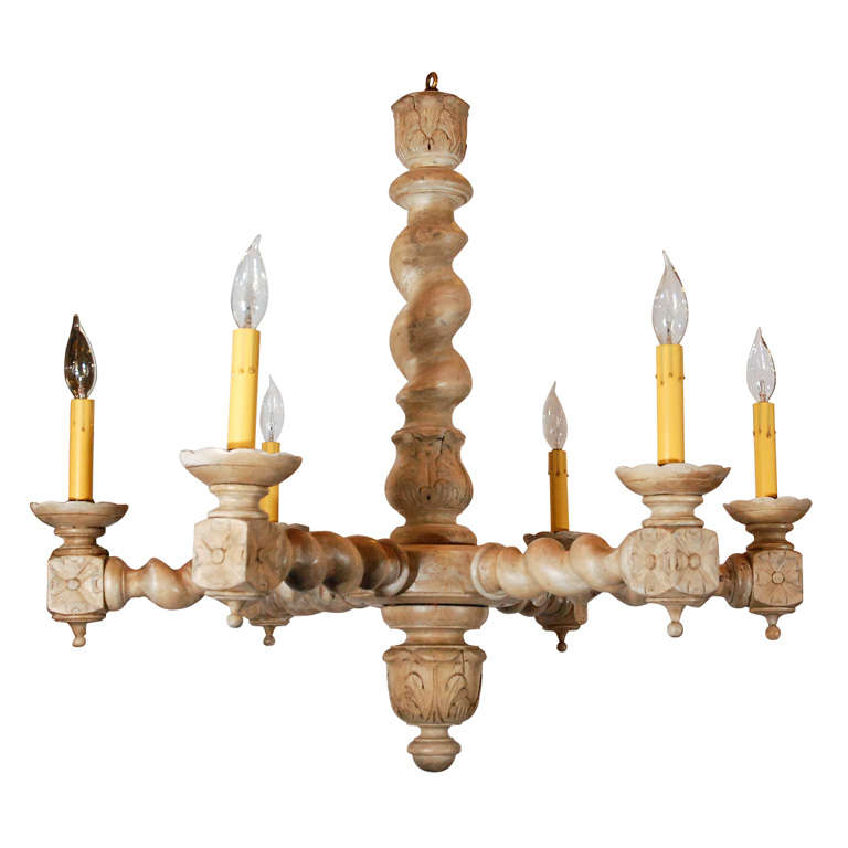 Carved Light Fixture in Limed Oak For Sale at 1stDibs