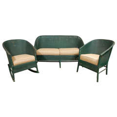 3pc Suite of Wicker Furniture at 1stDibs