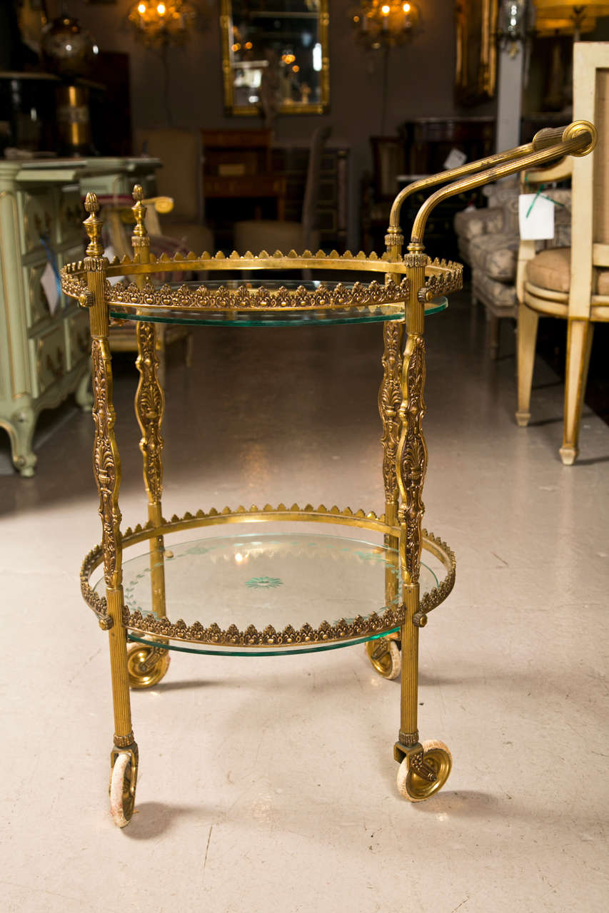 French Art Deco Style Gilt Bronze Bar Cart at 1stDibs