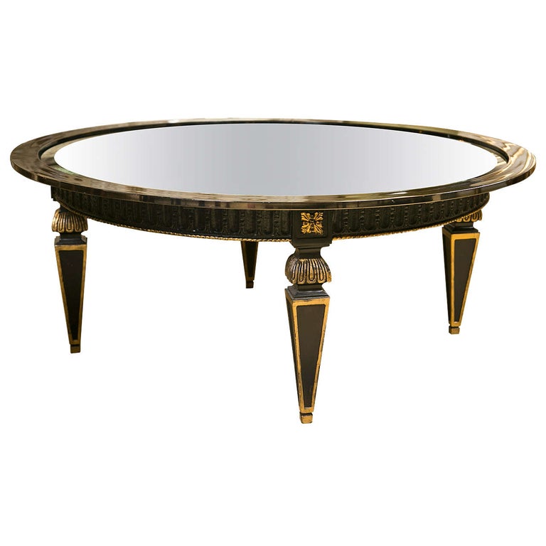French Empire Style Ebonized Circular Coffee Table at 1stDibs