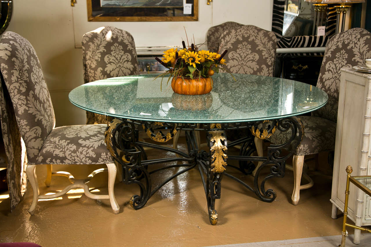Art Nouveau Style Crackle Glass Round Dining Table at 1stDibs