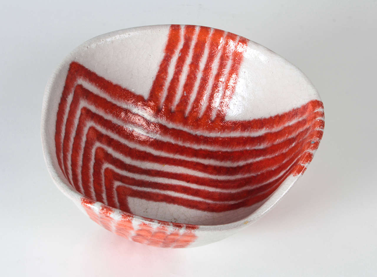 Guido Gambone Italy Pottery Bowl with Orange "Stripe" Motif, circa 1955 ...