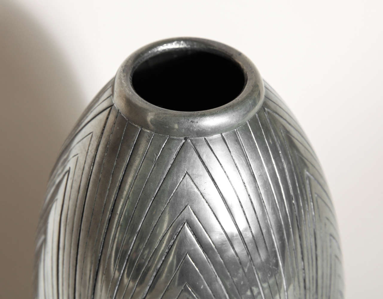René Delavan Art Deco Dinanderie Pewter Vase at 1stDibs