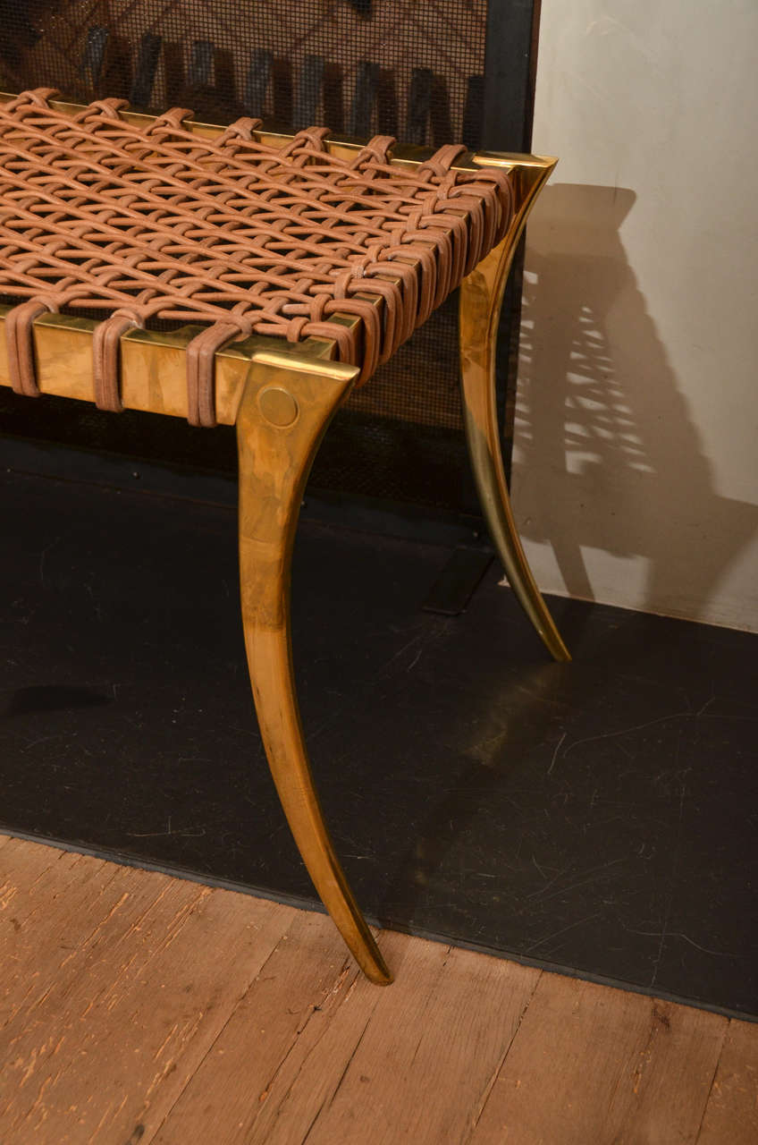 Contemporary Klismos Bench in Brass in the Style of T.H. Robsjohn ...