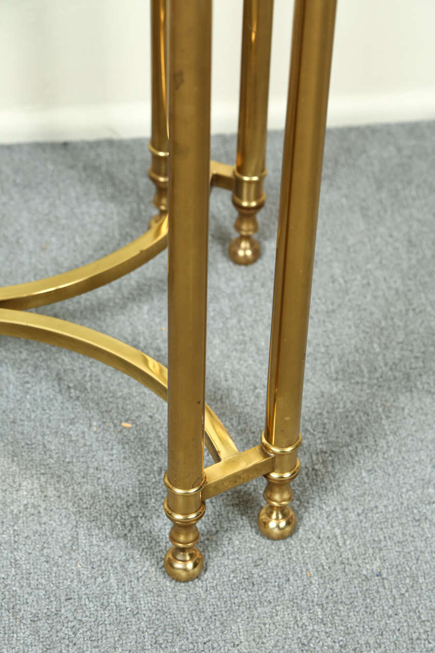 Pair of Stylish Brass and Glass Oval Side Tables at 1stDibs