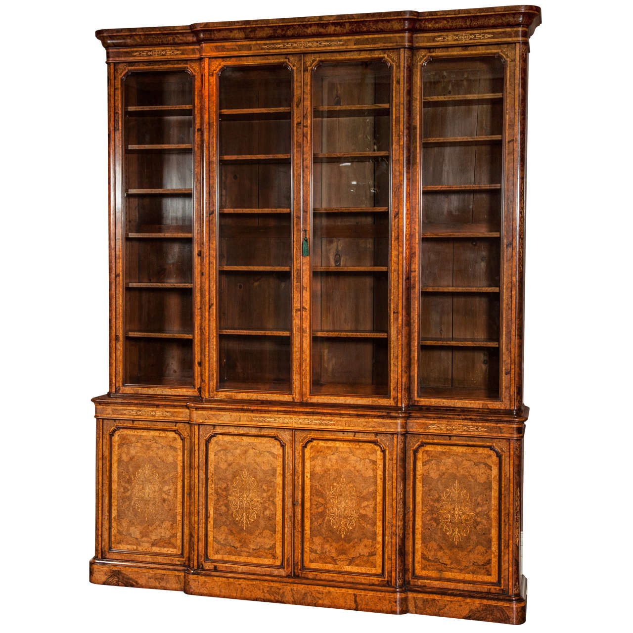 Breakfront Library Bookcase Circa 1850 For Sale at 1stDibs