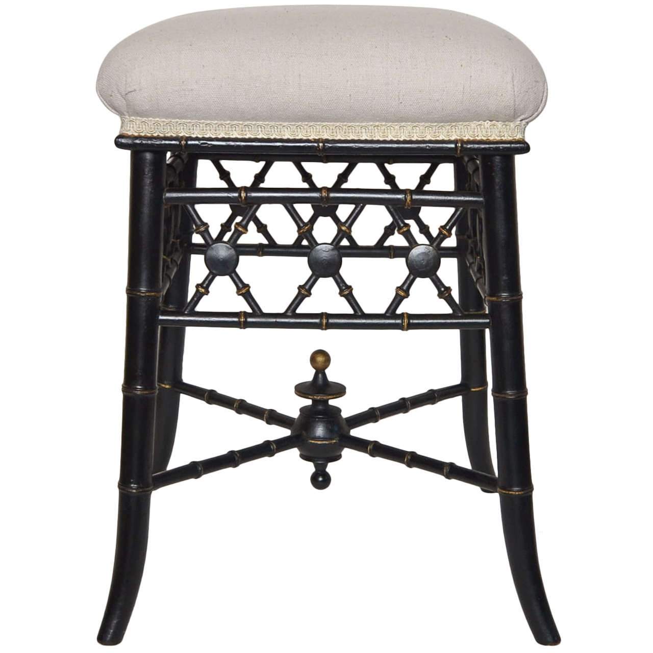 English Upholstered Stool at 1stDibs