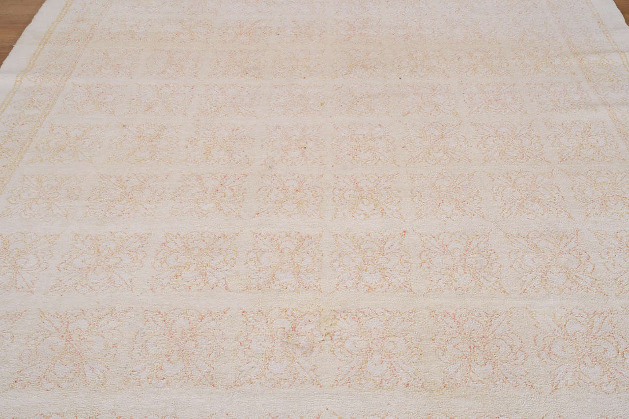 Antique Cotton Agra Rug with Tile Pattern For Sale at 1stDibs