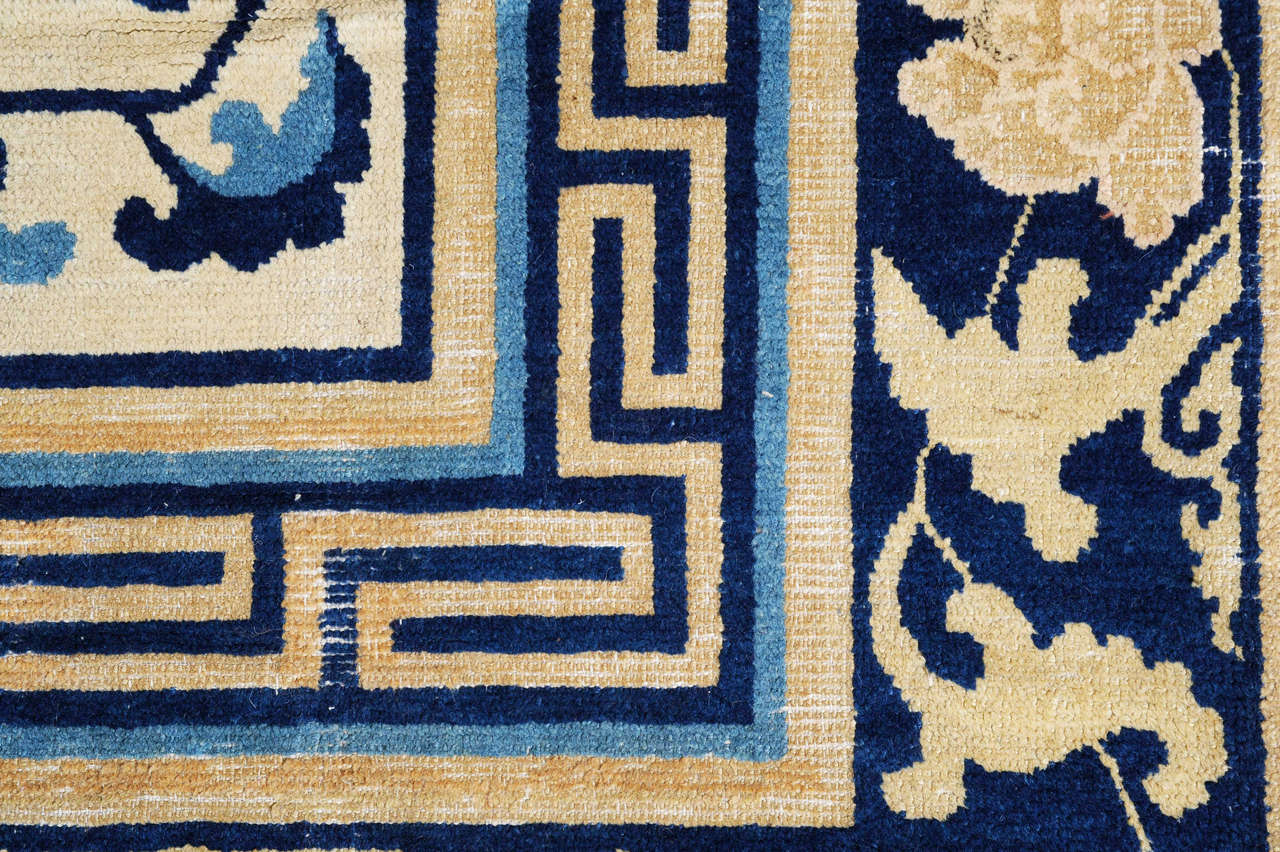 Early Chinese Carpet with Stylized Lotus Flowers and Leaf Stems For ...