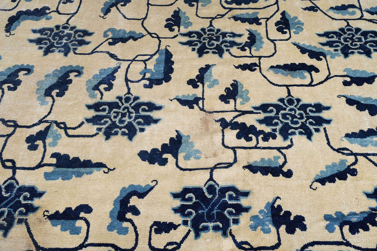 Early Chinese Carpet with Stylized Lotus Flowers and Leaf Stems For ...
