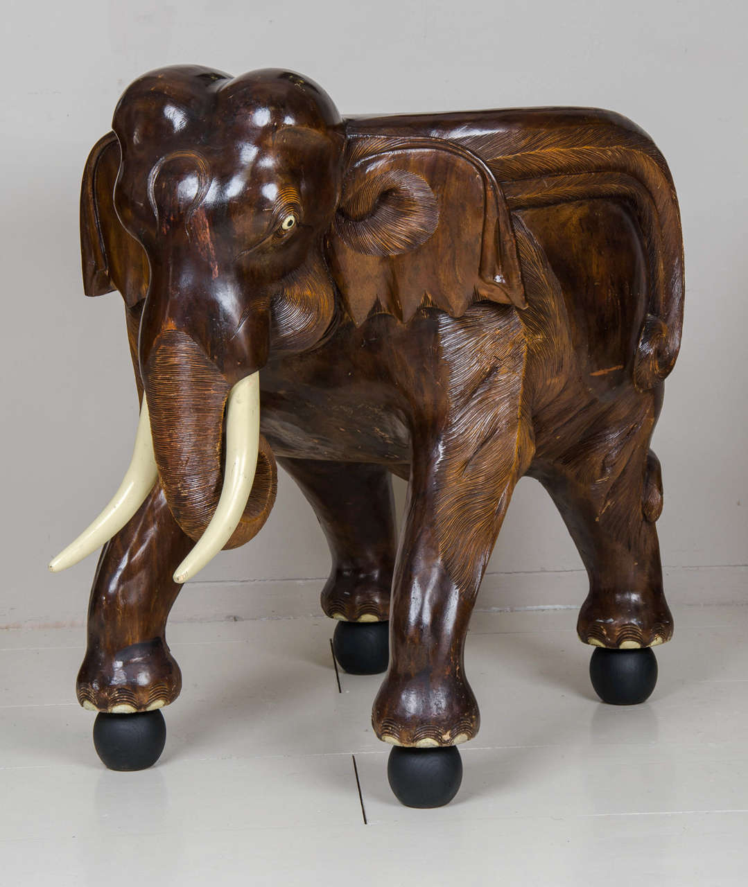 Pair of Extaordinary Hardwood Chairs Carved as Elephants at 1stDibs
