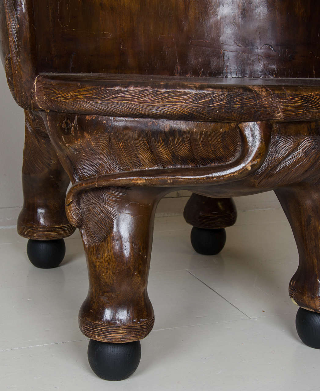 Pair of Extaordinary Hardwood Chairs Carved as Elephants at 1stDibs