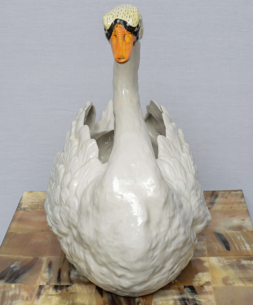Italian Ceramic Swan Centerpiece or Planter, Hand-Painted circa 1950s ...