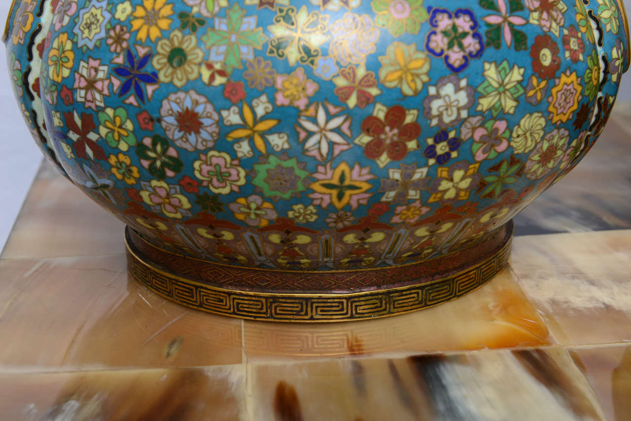 Pair of Antique Chinese Triple Gourd Cloisonne Vase with Qianlong Mark ...