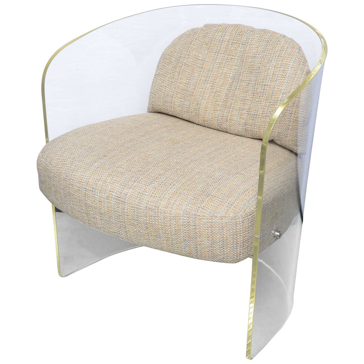 Vintage Pace Lucite Barrel Chair at 1stDibs | vintage lucite chairs