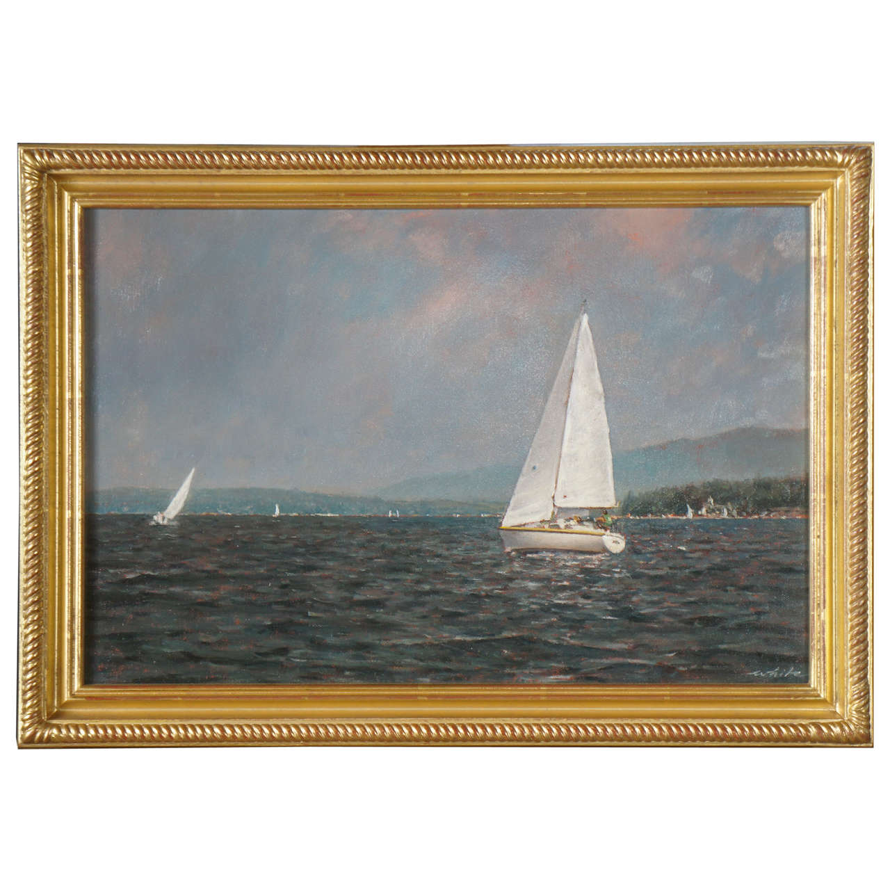 "Late Afternoon on the Hudson" by D. Francis White. For Sale at 1stDibs