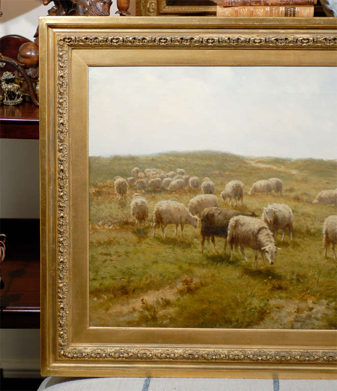 Sheep and Shepherd Oil Painting at 1stDibs | sheep oil painting, oil ...