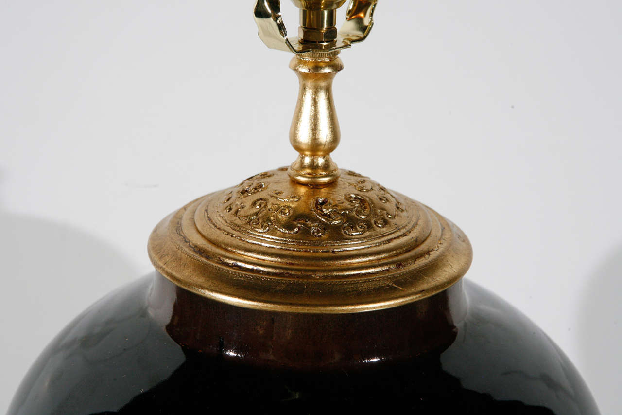 Early 1900s Chocolate, Glazed Lamp For Sale at 1stDibs | 1900s lamps ...