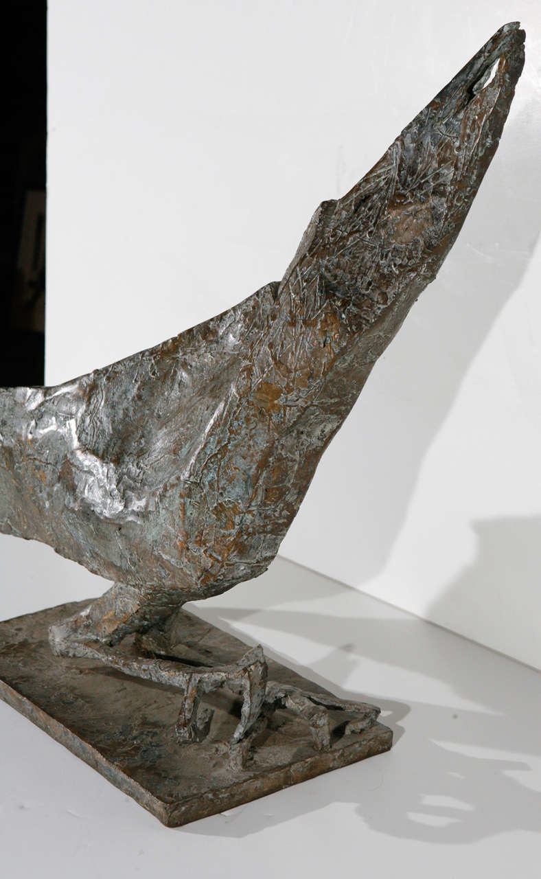 Signed, Midcentury Bronze Bird Sculpture at 1stDibs
