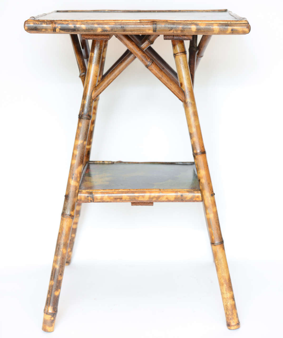 Antique Two-Tier Decoupage Bamboo Table at 1stDibs | two tier antique ...