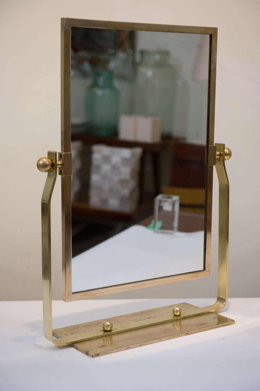 French Deco Brass Table Top Mirror at 1stDibs