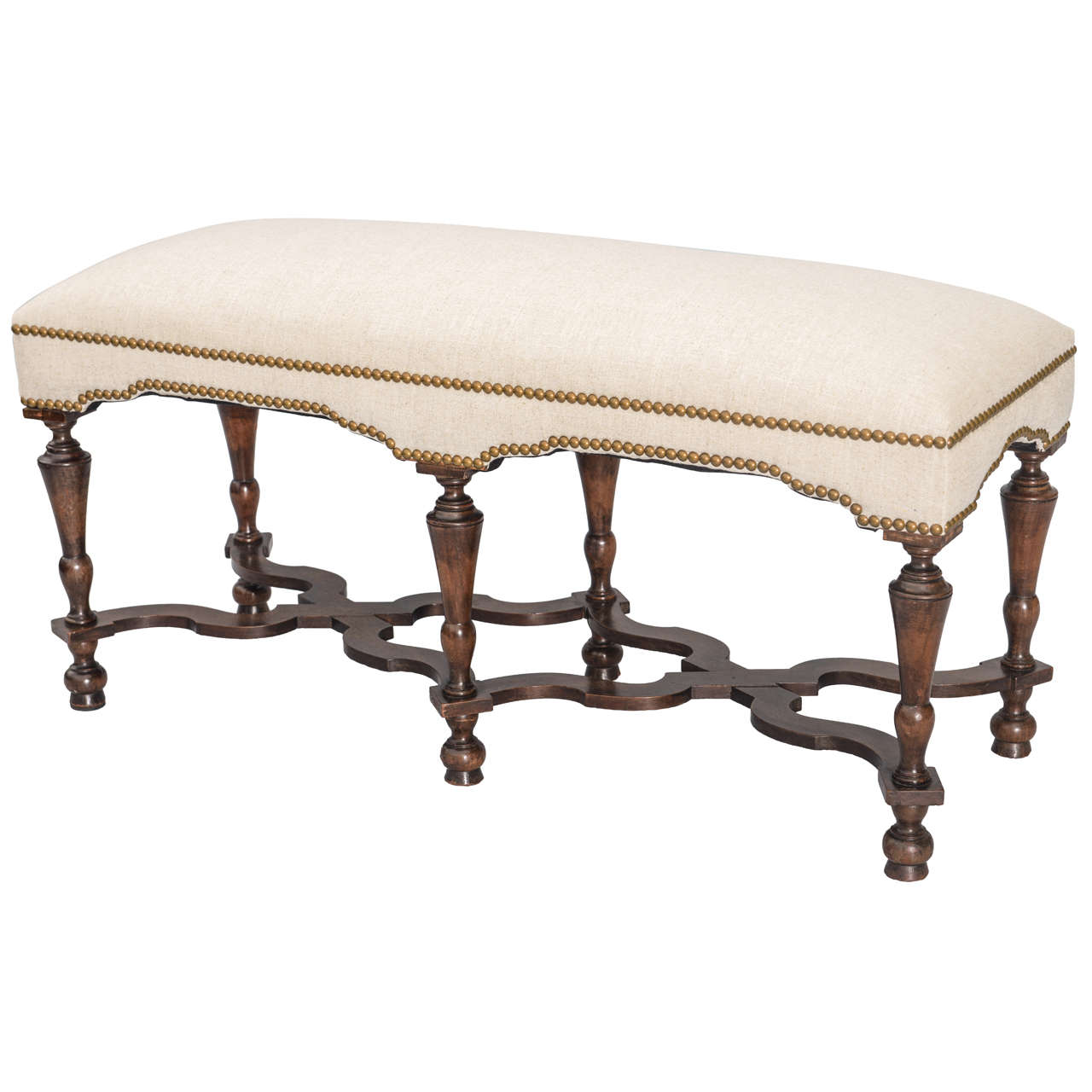 Upholstered Antique Bench at 1stDibs