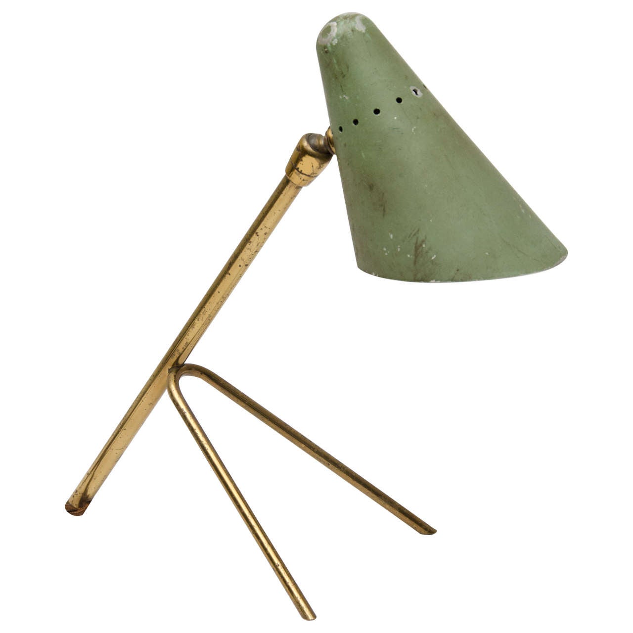 Small Italian Table Lamp with Green Shade at 1stDibs
