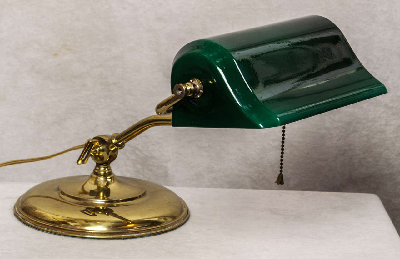 Banker's Desk Lamp with Cased Green Glass Shade at 1stDibs | lamp with ...