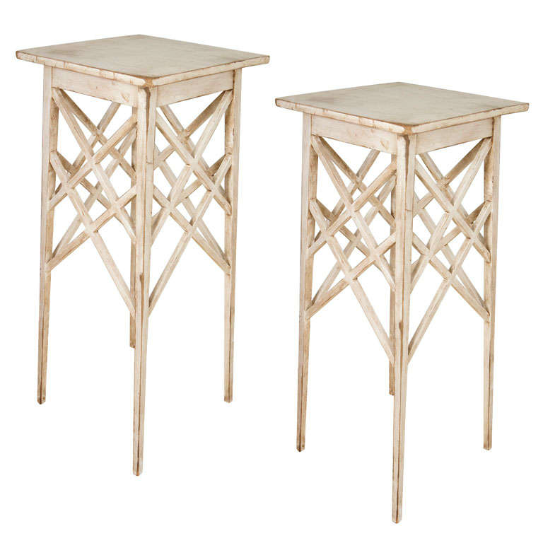 Pair Rustic Trestle Stands at 1stDibs