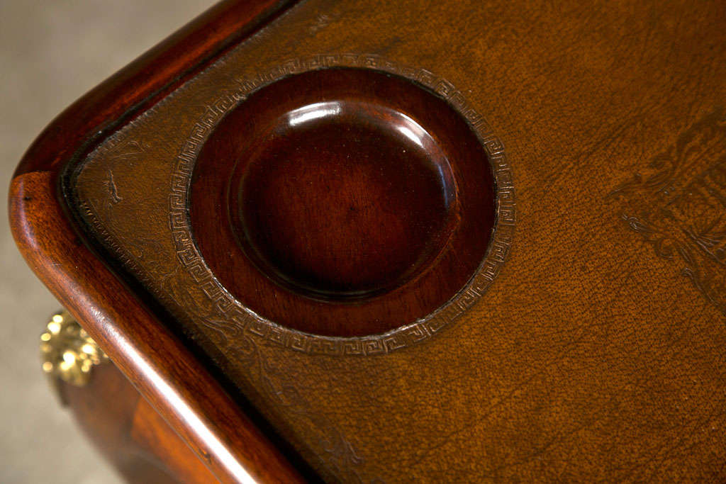 Marquetry and Leather Card Table For Sale at 1stDibs