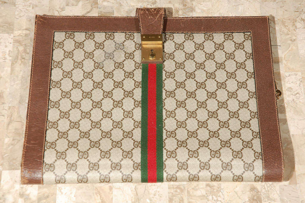 Vintage Monogram Gucci Portfolio at 1stDibs