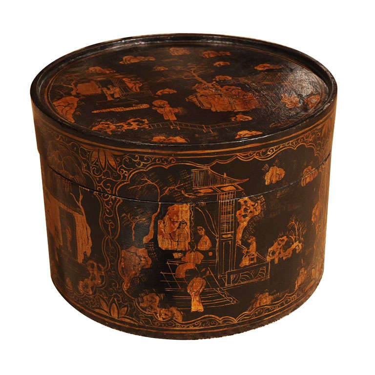A Chinese Chinoiserie Design Hat box at 1stDibs