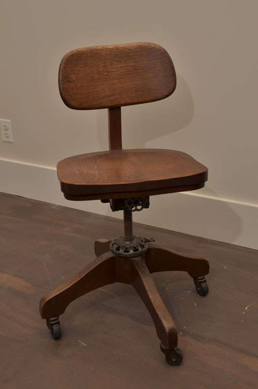 Vintage Industrial Oak Desk Chair, United States, 20th Century at ...