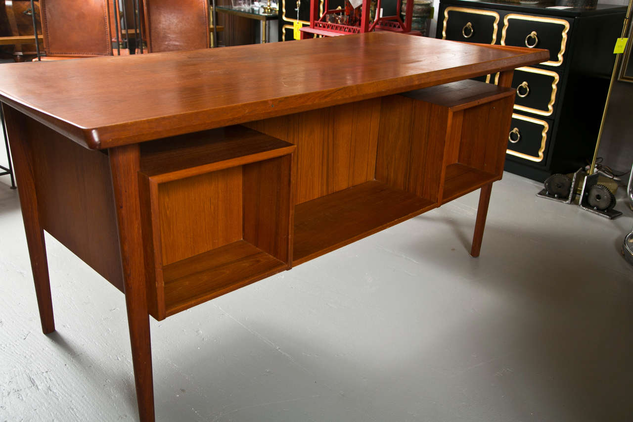 Mid-Century Teak Two Sided Desk at 1stDibs | teak desk, double side ...