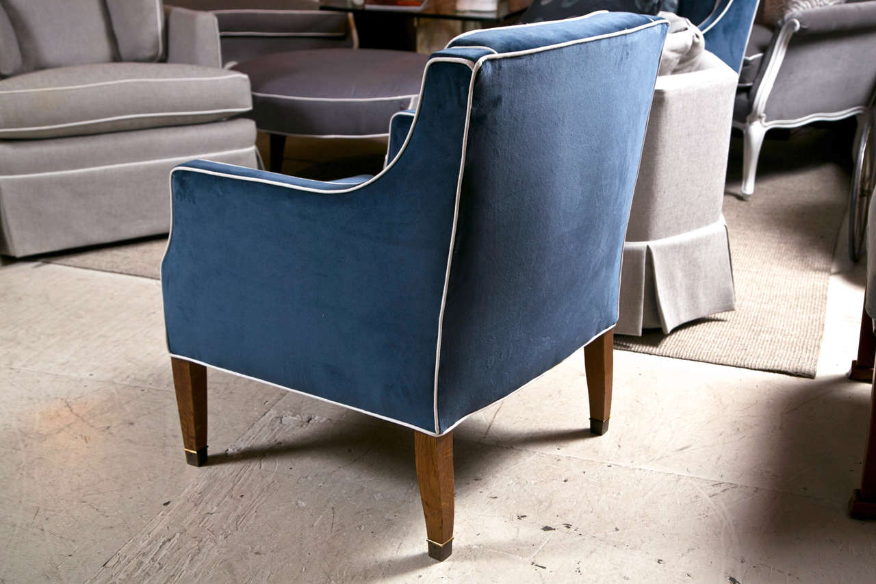 Mid-Century Club Chairs with Blue Velvet Upholstery at 1stDibs | blue ...