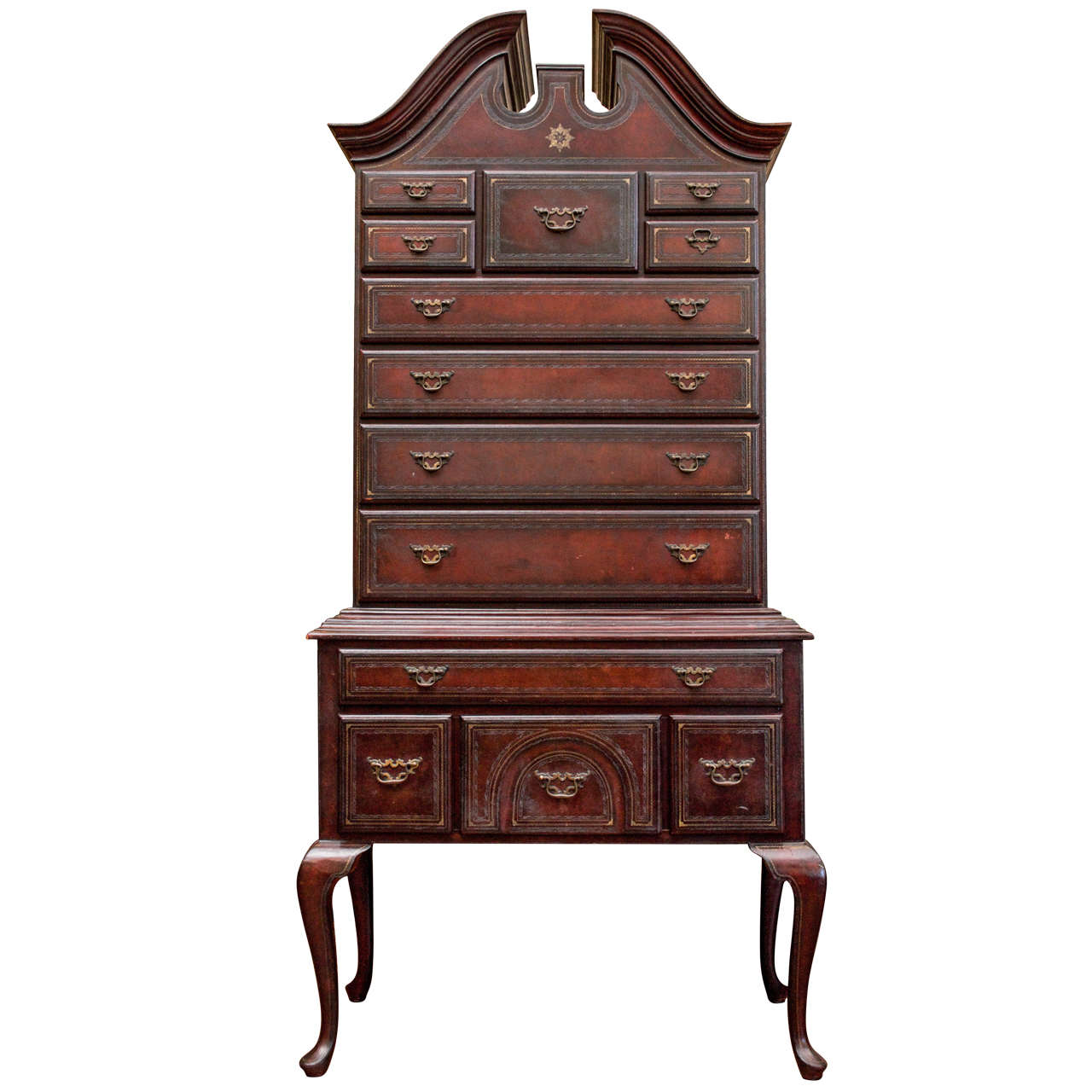 Maitland Smith Tall Federal Style High Boy/Chest on Chest In Leather ...