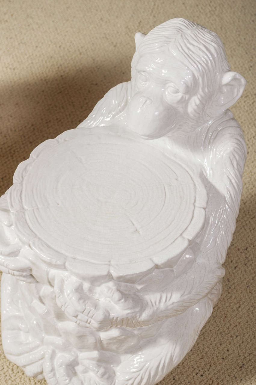 Pair 1970's White Ceramic Monkey Garden Stools at 1stDibs | white ...