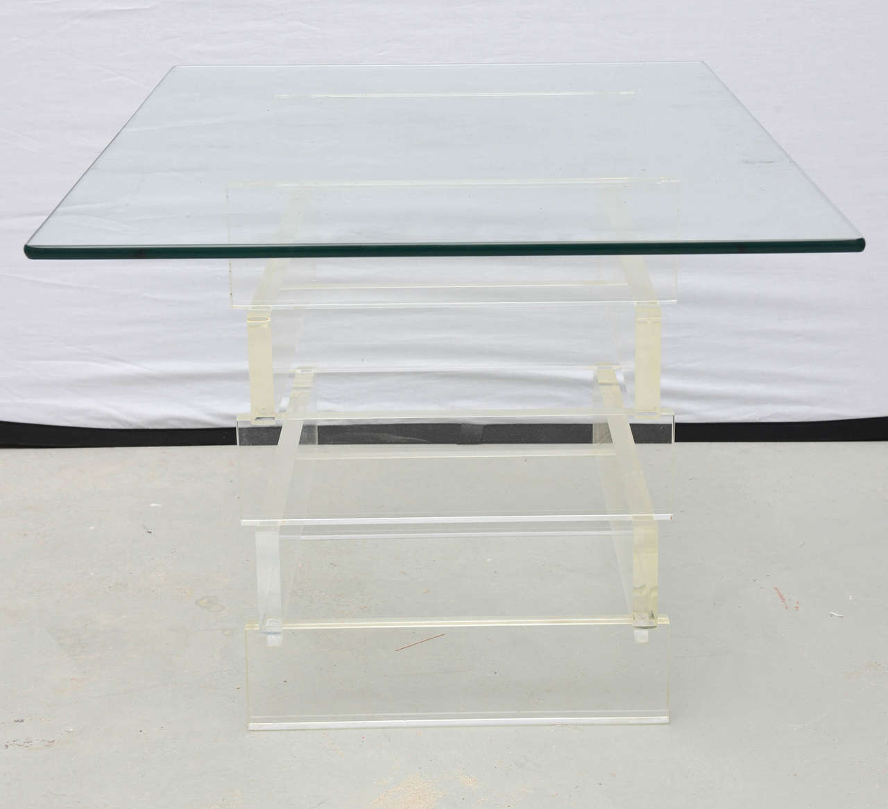 Stacked Block Lucite End Table, USA 1960s For Sale at 1stDibs