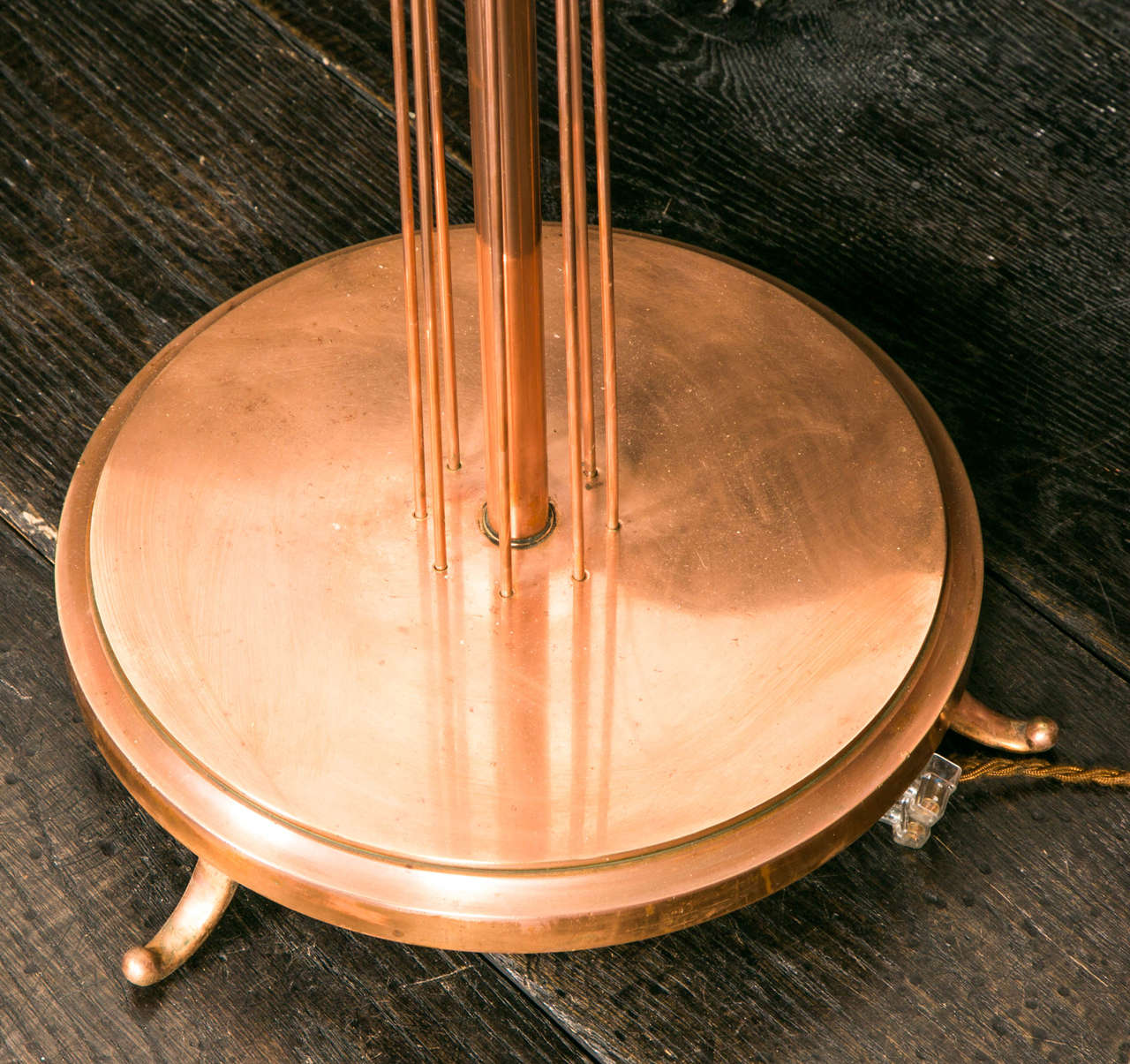 Floor lamp,red copper,1960's,cristal flowers For Sale at 1stDibs
