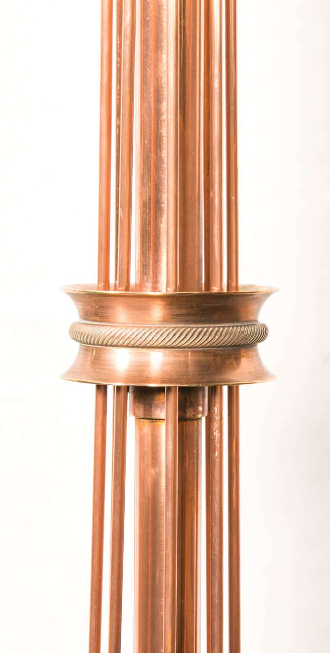 Floor lamp,red copper,1960's,cristal flowers For Sale at 1stDibs