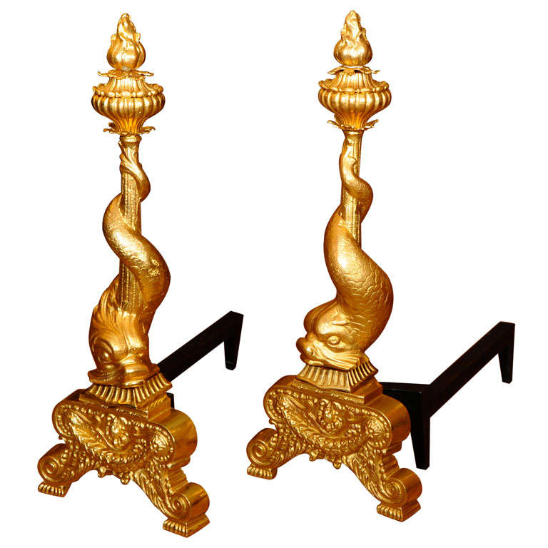 Dolphin Andirons by Bradley and Hubbard at 1stDibs