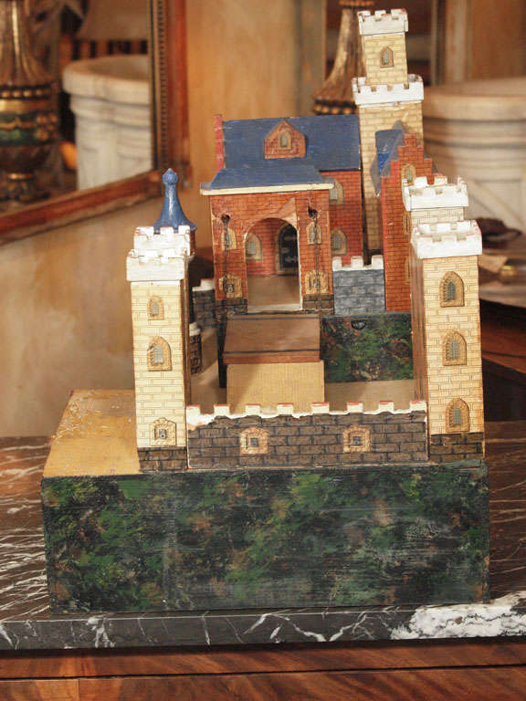 Miniature Castle Architectural Model - Toy with Towers and Drawbridge ...