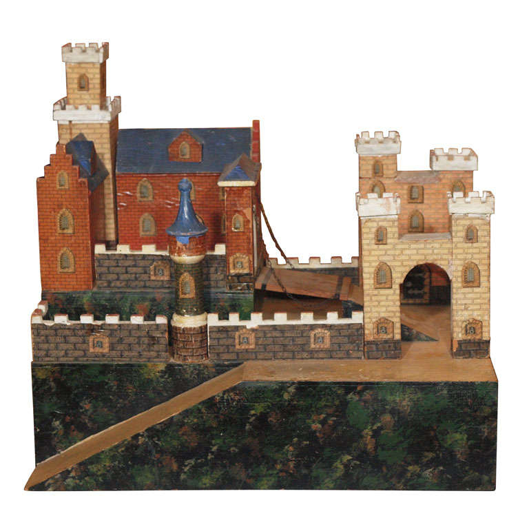 Miniature Castle Architectural Model - Toy with Towers and Drawbridge ...