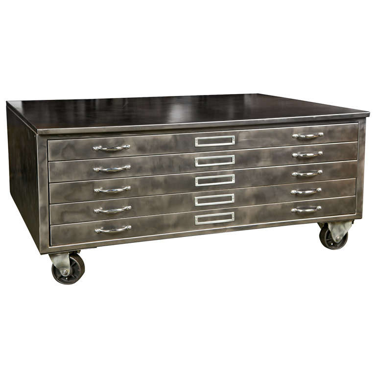 Steel Flat File Cabinet at 1stDibs