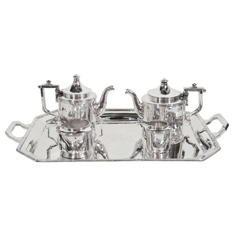 Exceptional and Rare Art Deco Coffee /Tea Service in Sterling at 1stDibs