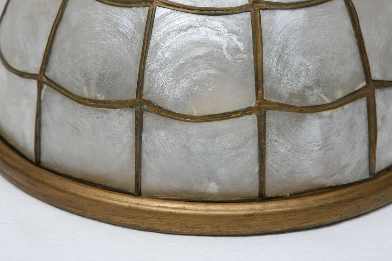Vintage 60's Mid-Century Modern Capiz Shell Dome Light For Sale at 1stDibs