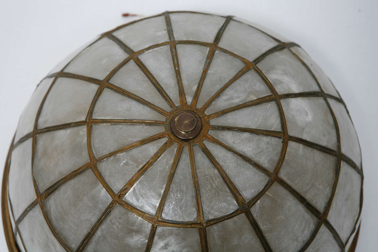 Vintage 60's Mid-Century Modern Capiz Shell Dome Light For Sale at 1stDibs